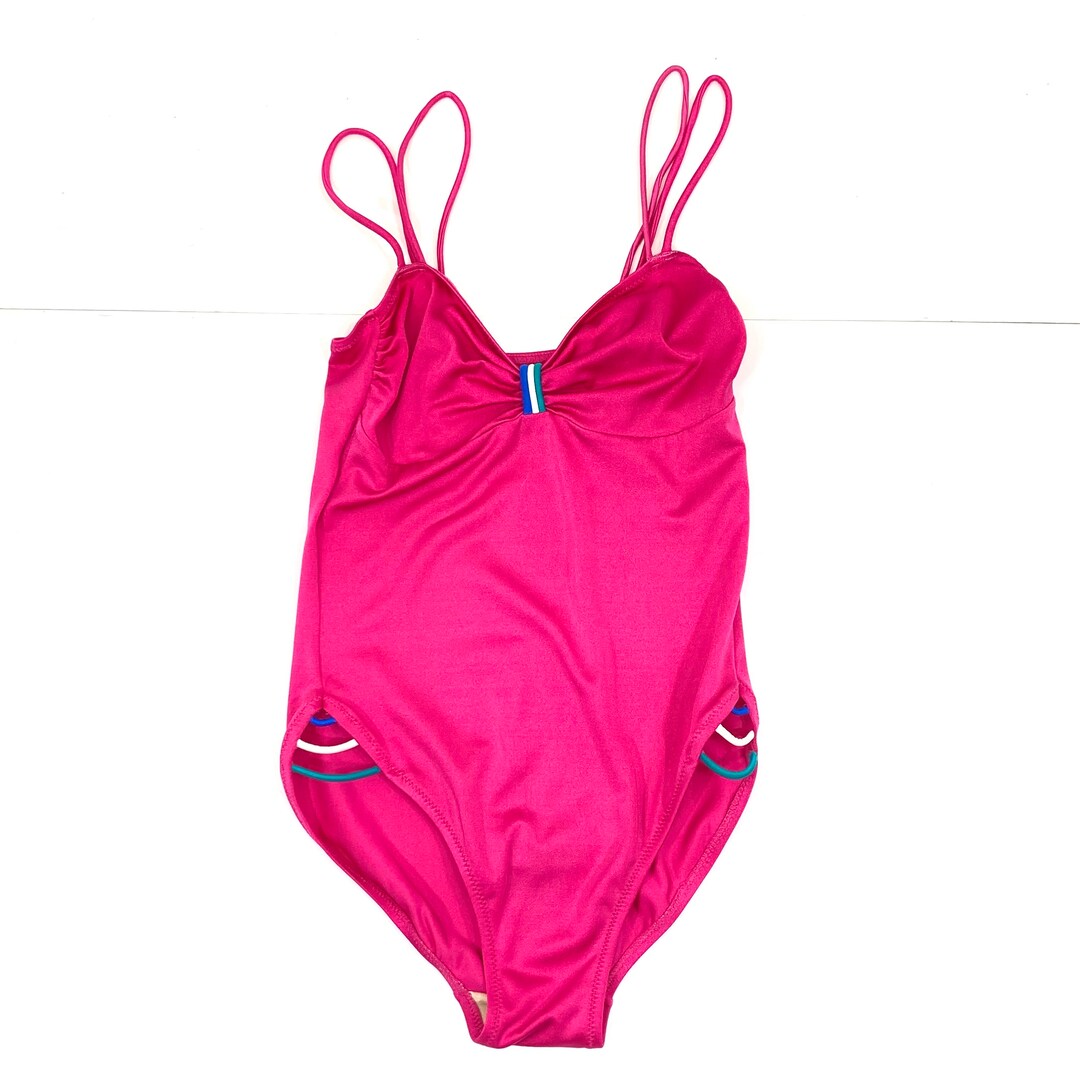 Vintage Swimsuit / Pink / Piping / One Piece Swimsuit / Vintage ...