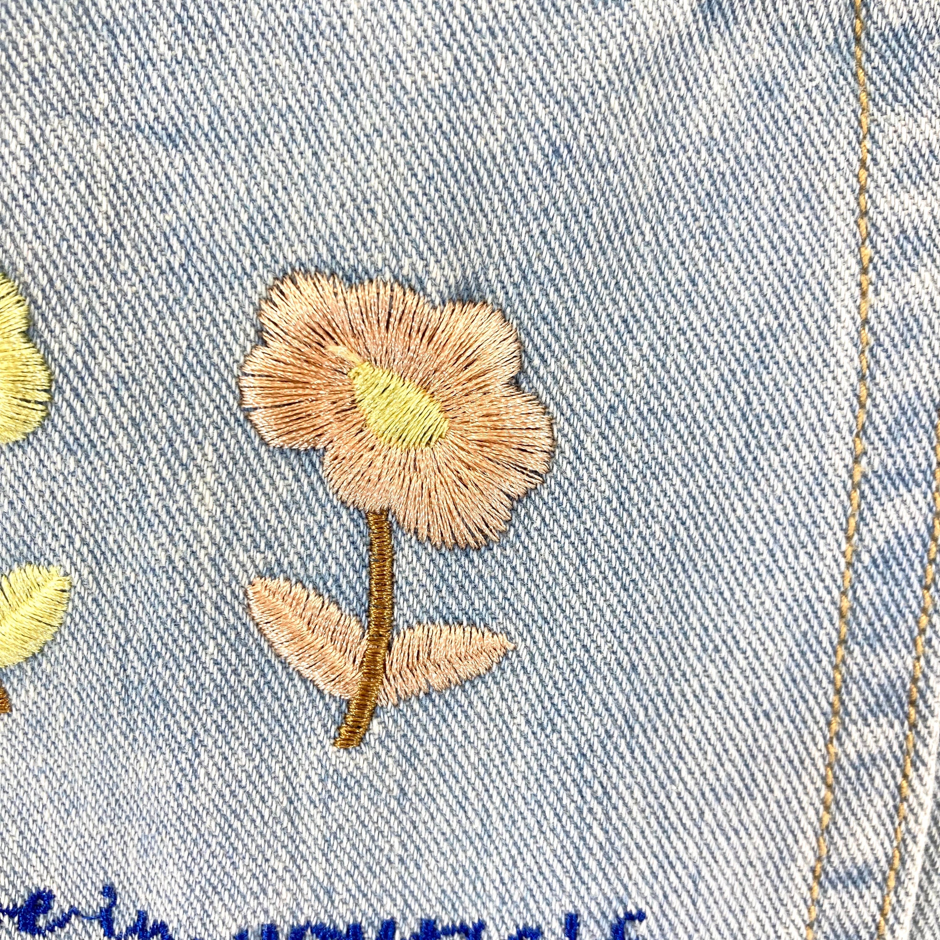 Short Denim Dungaree Dress / Believe in Yourself / Blue / 1980s ...
