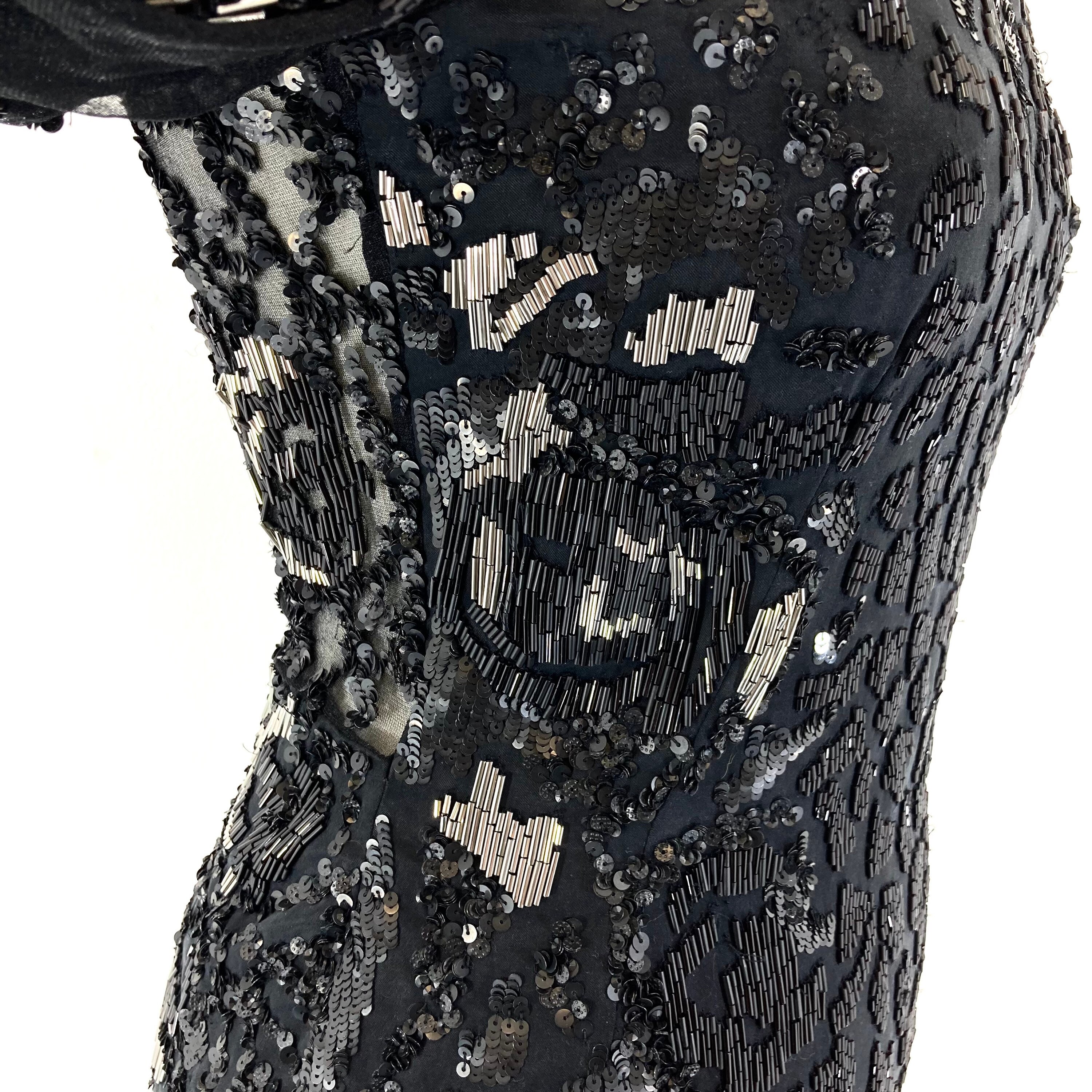 Bead Embellished Dress / Allsaints / Black / Beaded / Sequins / Sheer ...