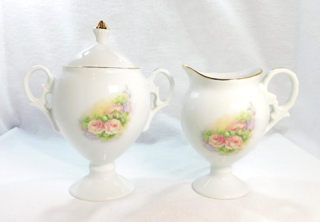 Vintage Winrose Collection USA Creamer & Covered Sugar Set White ...