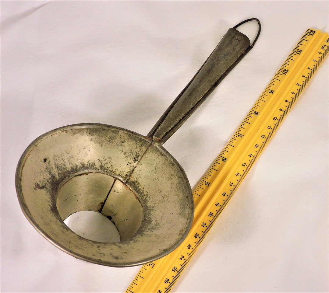 Tin Funnel Long Handled Wide Flange Hanger End 12" Long Kitchen Gadget ...