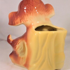 Dog Vase Planter Happy Puppy Pottery Ceramic Brown Shiny Glaze Crazed 5 ...