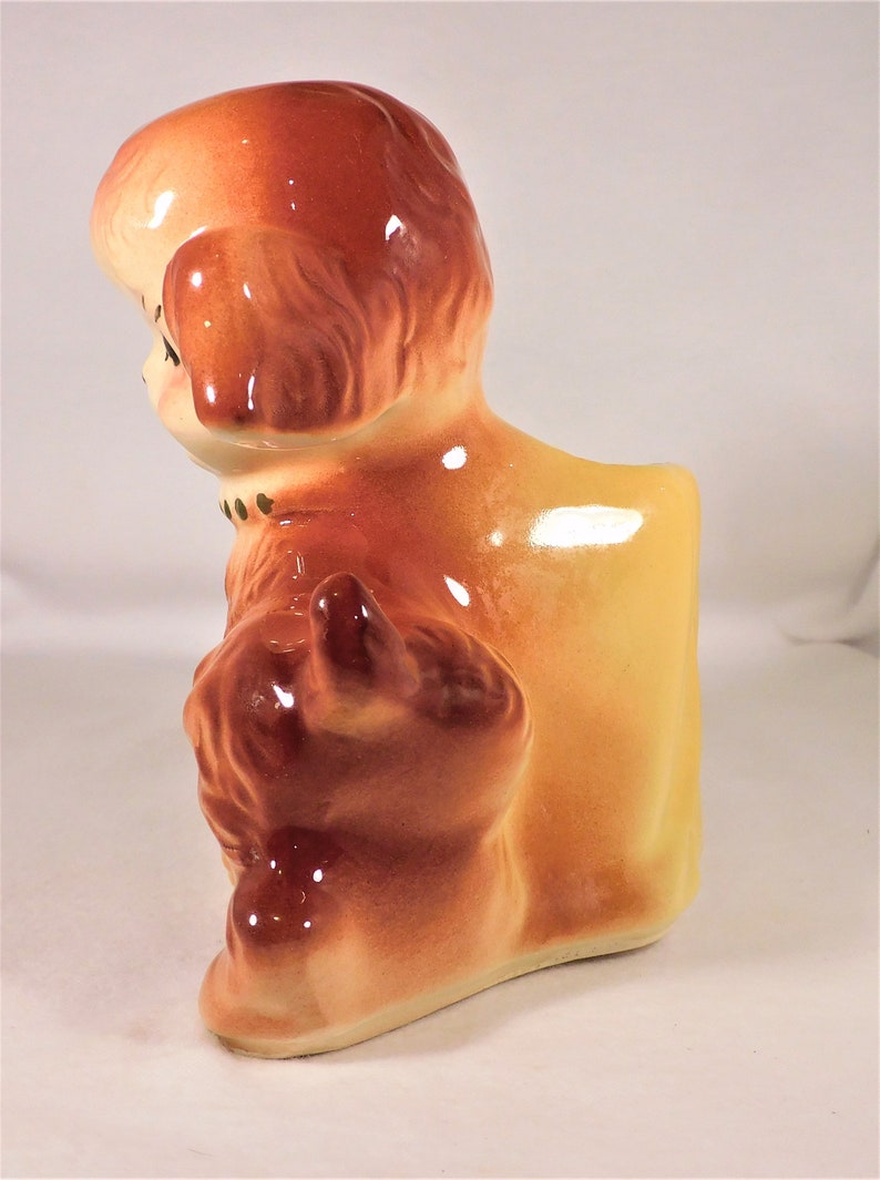 Dog Vase Planter Happy Puppy Pottery Ceramic Brown Shiny Glaze - Etsy