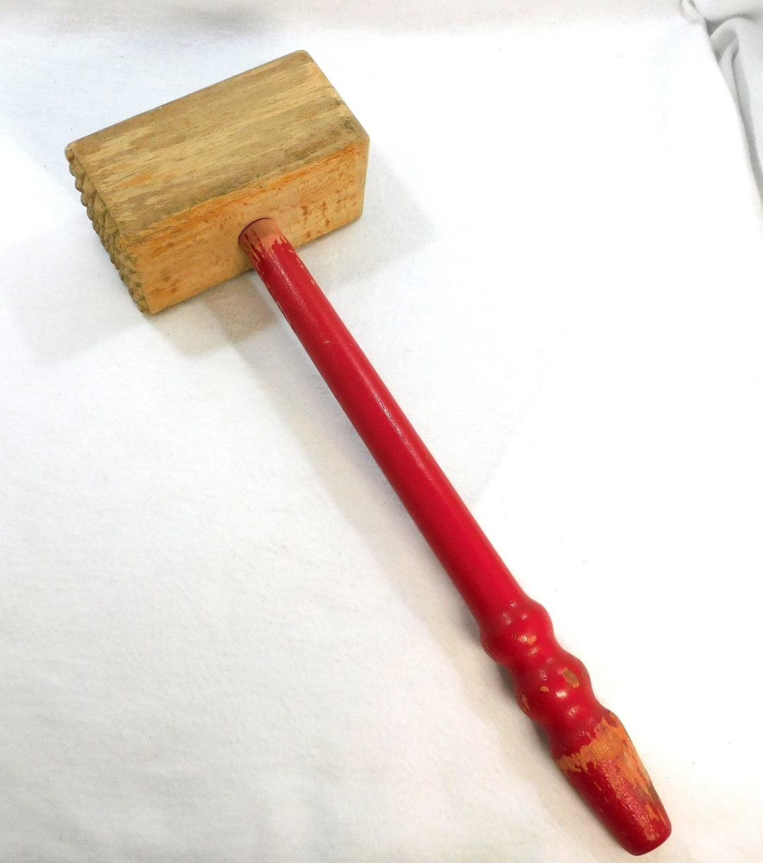 Vintage All Wooden Meat Mallet Tenderizer Pounder Kitchen Utensil ...