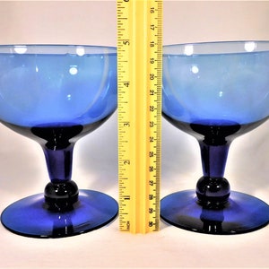 Pair Large Goblets Cobalt Blue Glass Hand Blown 5 Tall - Etsy
