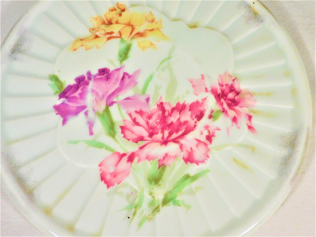 Wheelock Germany Porcelain Round Trivet Ridges Pink Purple Yellow ...