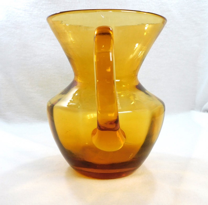 MCM Amber Glass Pitcher: Hand Blown Vintage Art Glass - Etsy