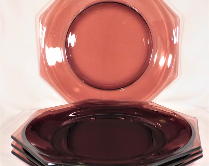 Hazel Atlas Set 4 Dinner Plates Moroccan Amethyst Pattern Purple Glass ...