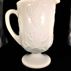 Colony Glass Set Pitcher & 4 Tumblers Harvest Pattern Heavy White Milk ...