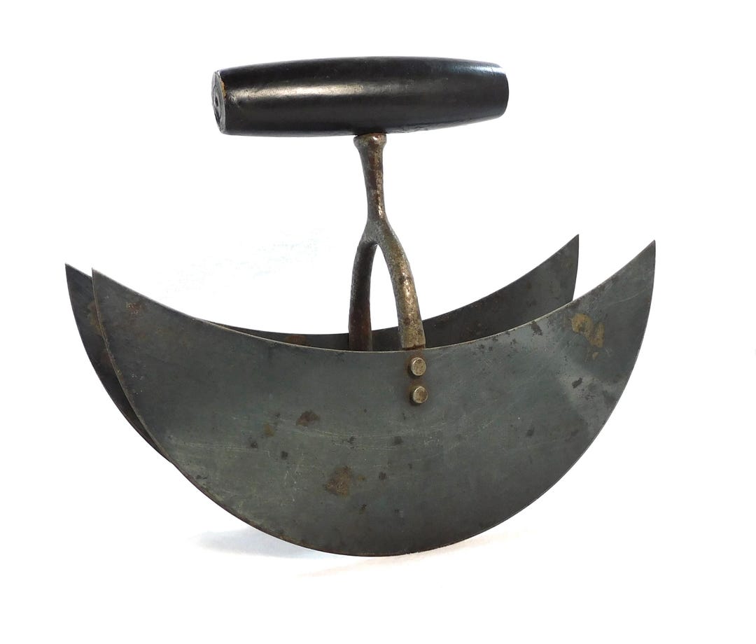 Vintage Black Wood Handled Chopper Double Crescent Blades 7" Long ...