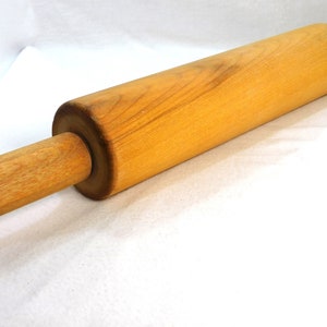 Wooden Rolling Pin Flattened Handles Metal Central Rod Flattened Wood ...