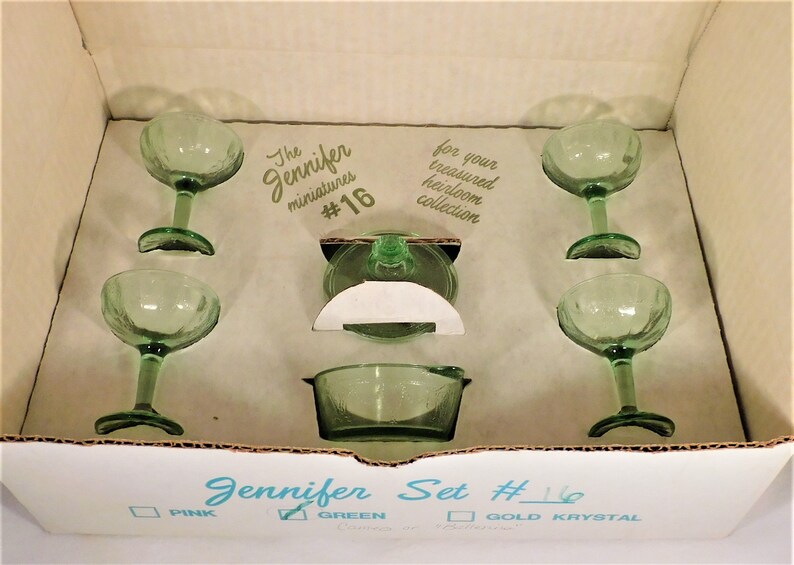 Mosser Glass Jennifer 16 Miniature Green Glass Set Cameo - Etsy
