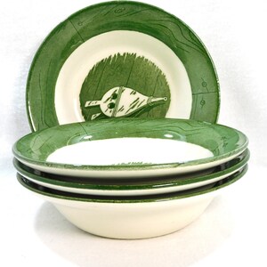 MCM Royal China Set 4 Sauce Dishes Colonial Homestead Pattern Green ...