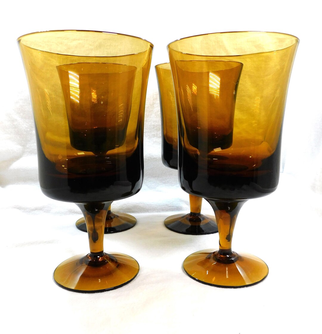 Vintage Denby Set 4 Water Goblets Arabesque Pattern Brown Glass 6.5tall ...