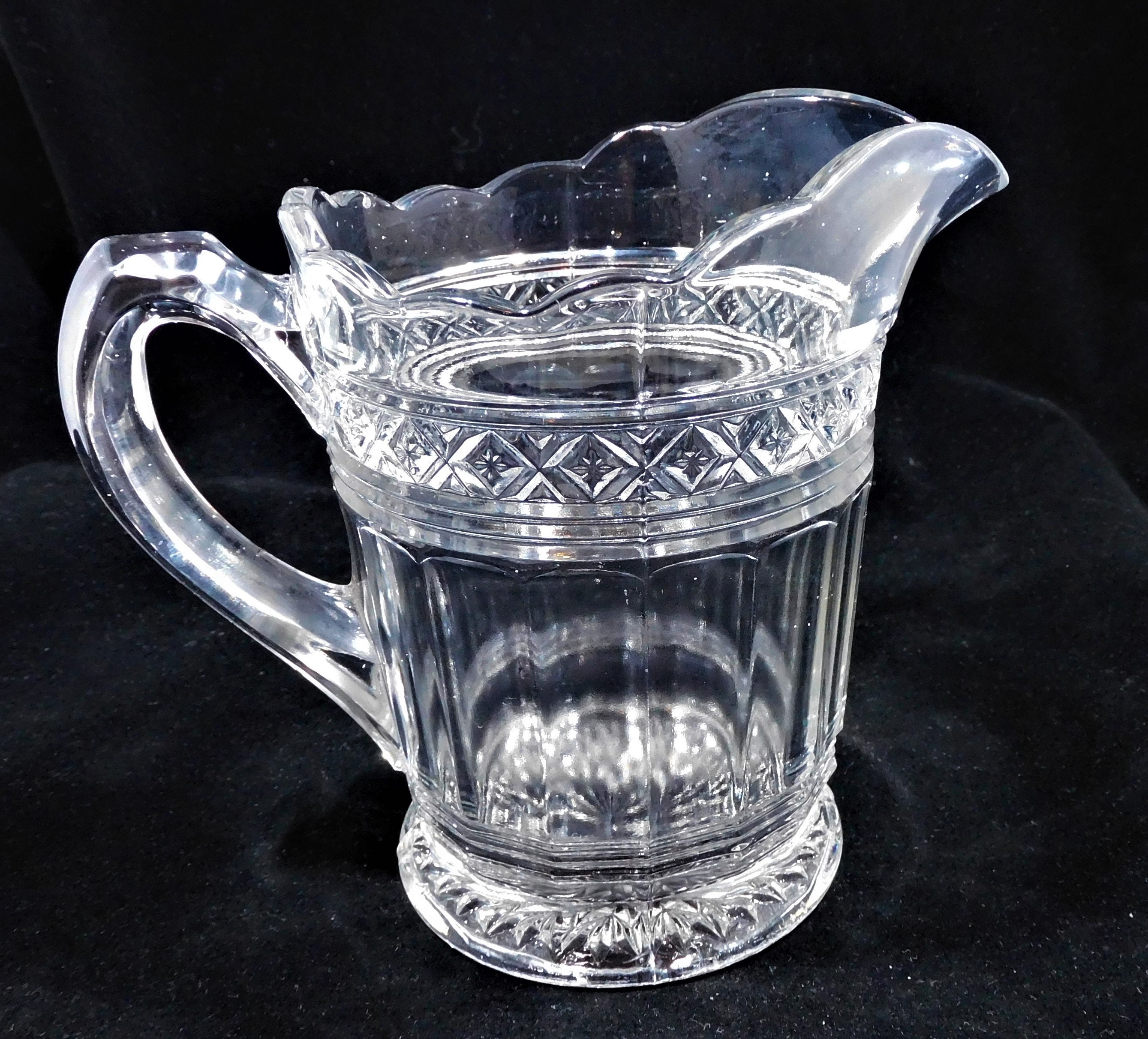 Antique Pattern Glass Clear Cream Pitcher Paneled Sides - Etsy