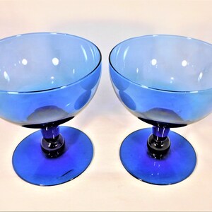 Pair Large Goblets Cobalt Blue Glass Hand Blown 5 Tall - Etsy