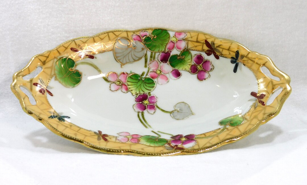 Antique Imperial Nippon Fancy Relish Trinket Dish Oval Hand Painted ...