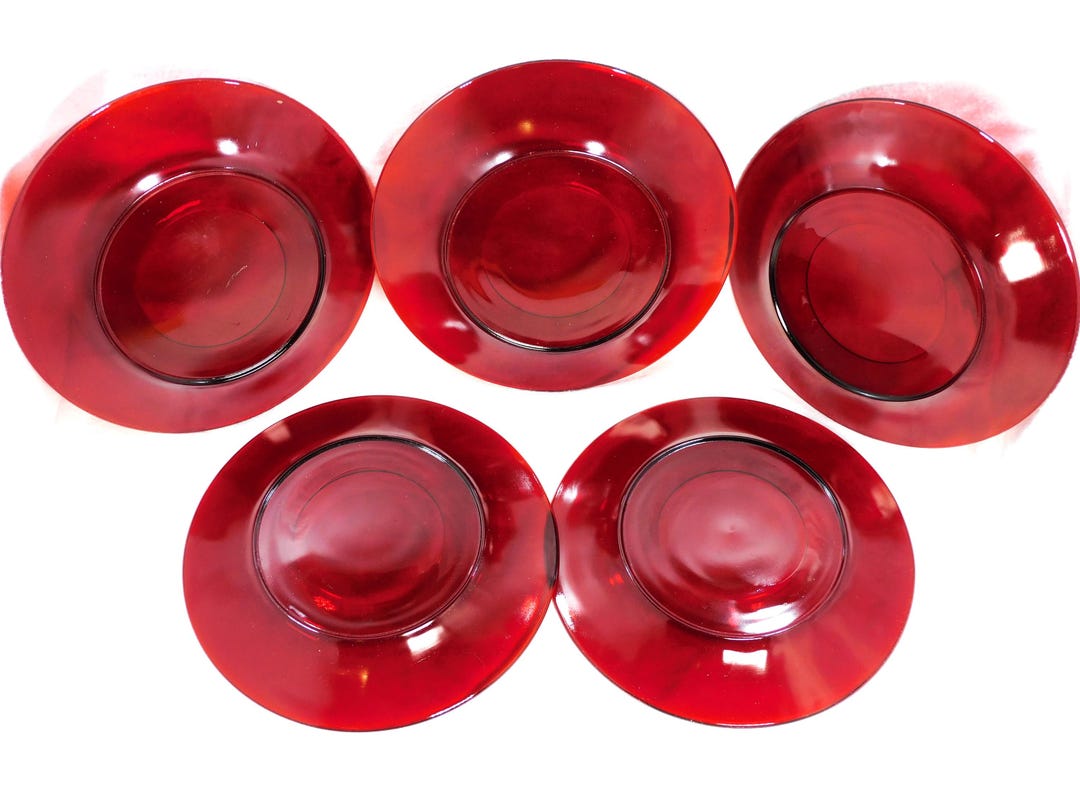 Vintage Royal Ruby Red Glass Saucers - MCM Set of 5 - Etsy