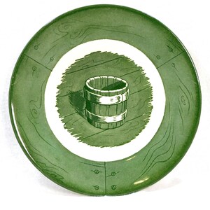 MCM Royal China Set 5 Saucers Colonial Homestead Pattern Green Border ...