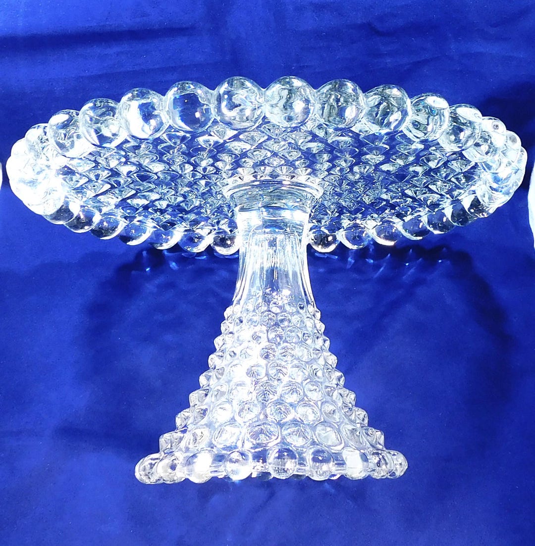 Vintage Duncan Miller MCM Clear Cake Stand Hobnail Pattern 11.75 ...