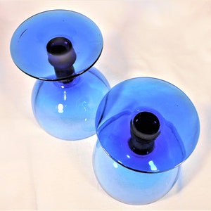 Pair Large Goblets Cobalt Blue Glass Hand Blown 5 Tall - Etsy