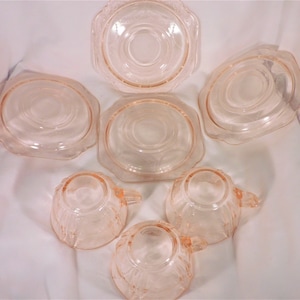 Federal Glass 7 Piece Lot Madrid Pattern Pink Glass 3 Cups & 4 - Etsy
