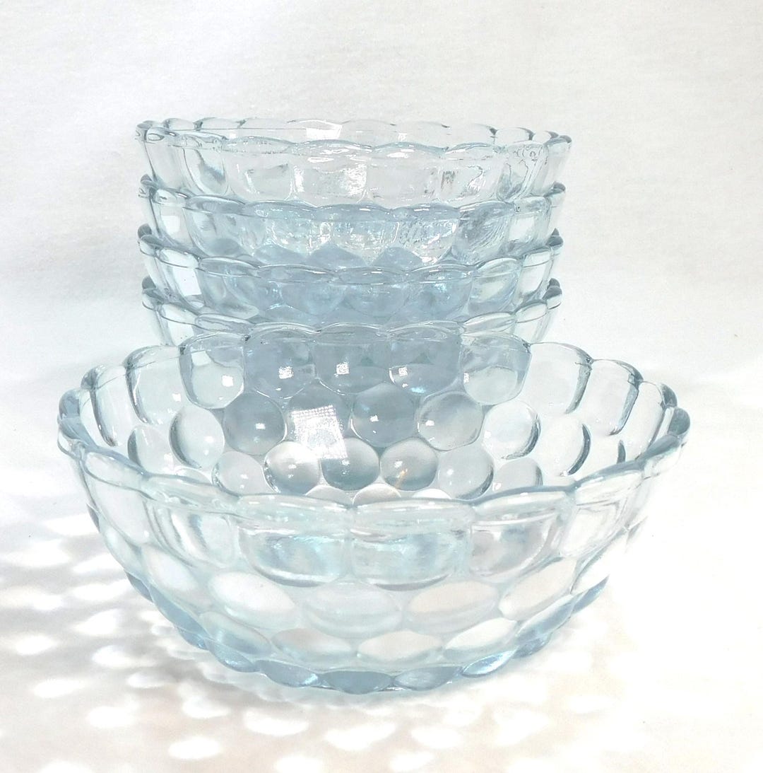 Vintage Anchor Hocking Blue Bubble Glass Set 5 Small Berry Bowls - Etsy