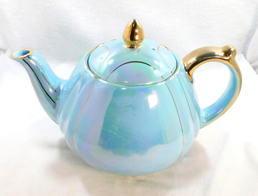 Vintage Sadler England 6 Tall Teapot With Lid Turquoise Blue Lusterware ...