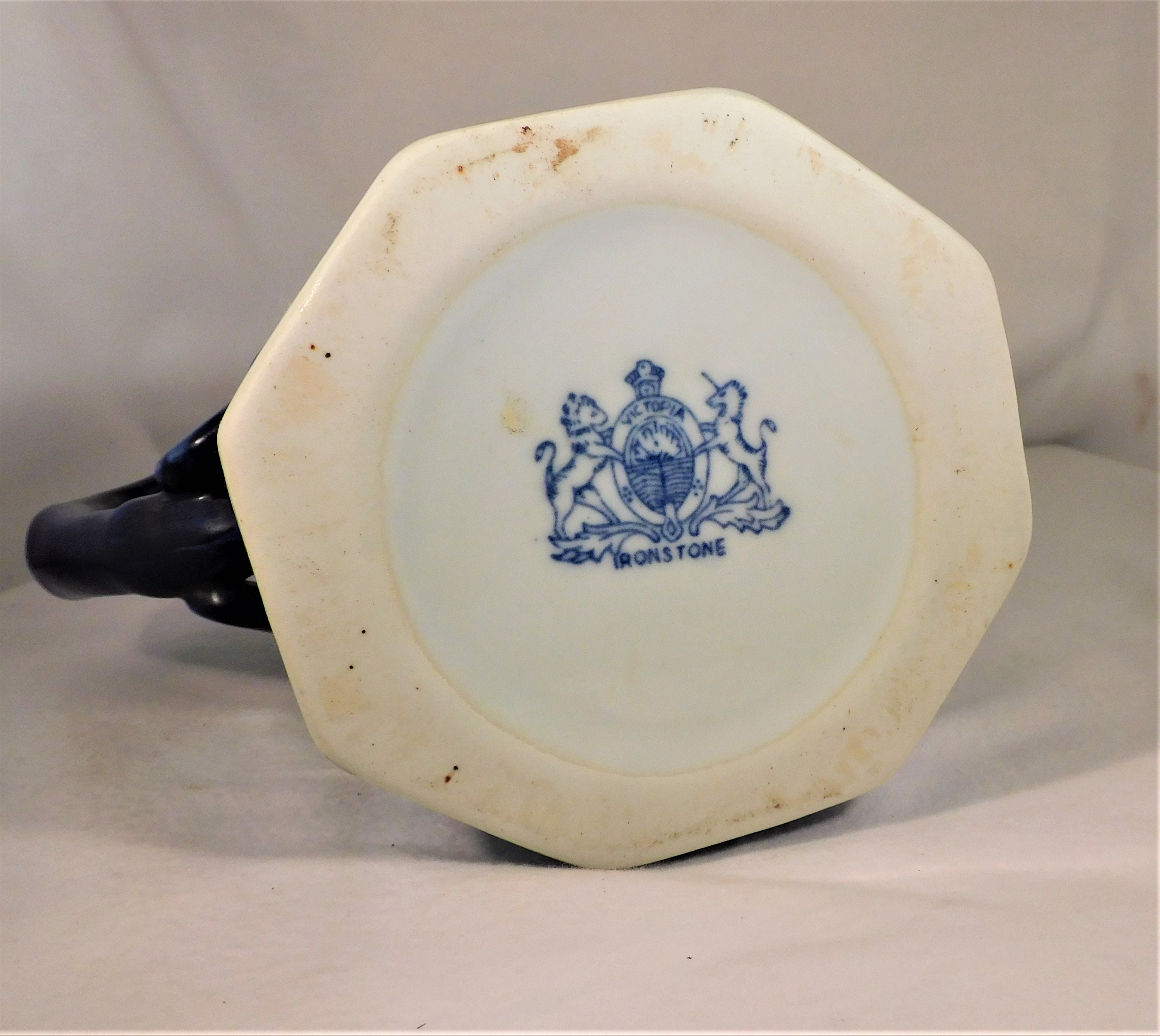 Vintage Milk Pitcher Blue & White Porcelain Marked Victoria - Etsy