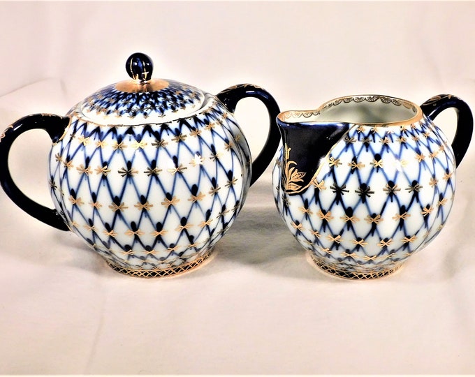 Russian USSR 1990s Lomonosov Porcelain Covered Sugar & Cream Pitcher ...