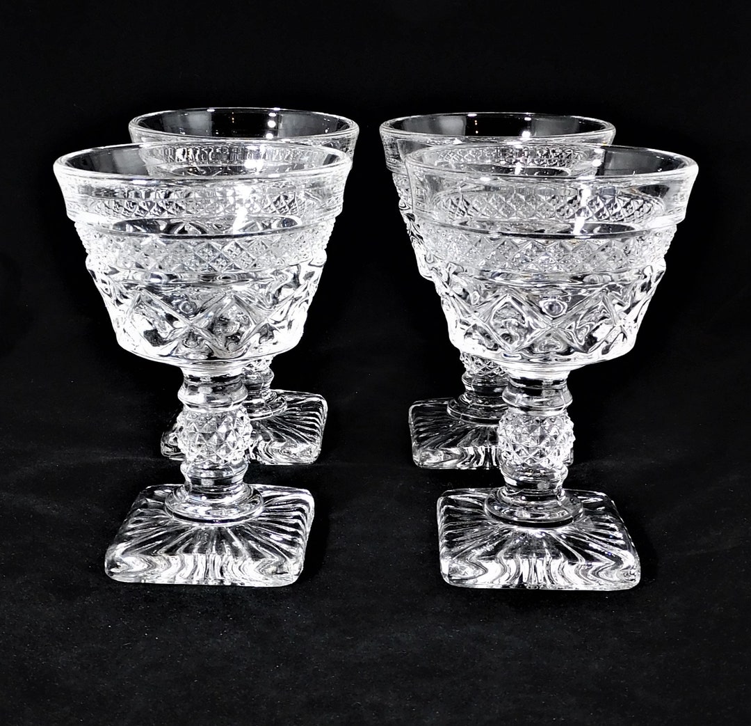 Imperial Glass Set 4 Wine Liquor Goblets Clear Cape Cod Pattern 6 Oz 4. ...