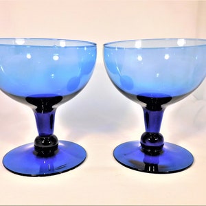 Pair Large Goblets Cobalt Blue Glass Hand Blown 5 Tall - Etsy