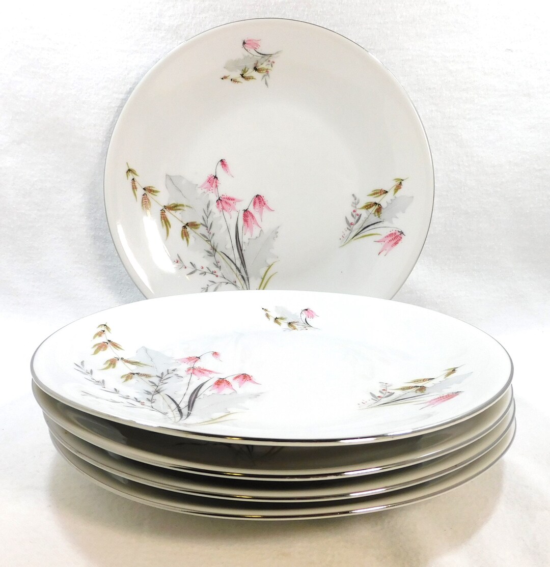 Vintage Royal Duchess Salad Plates: MCM Pink Floral Dessert Plates, Set ...