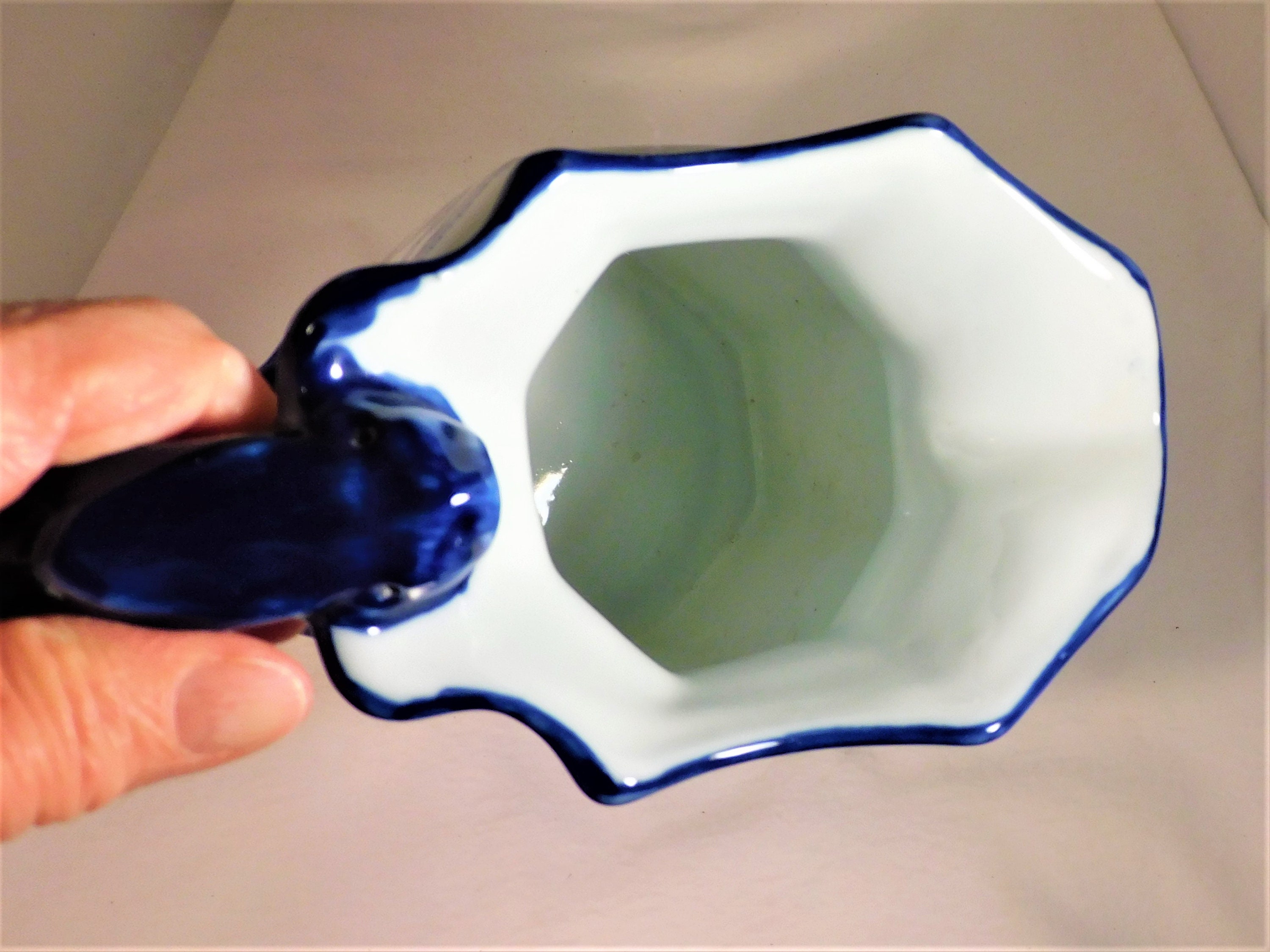 Vintage Milk Pitcher Blue & White Porcelain Marked Victoria - Etsy