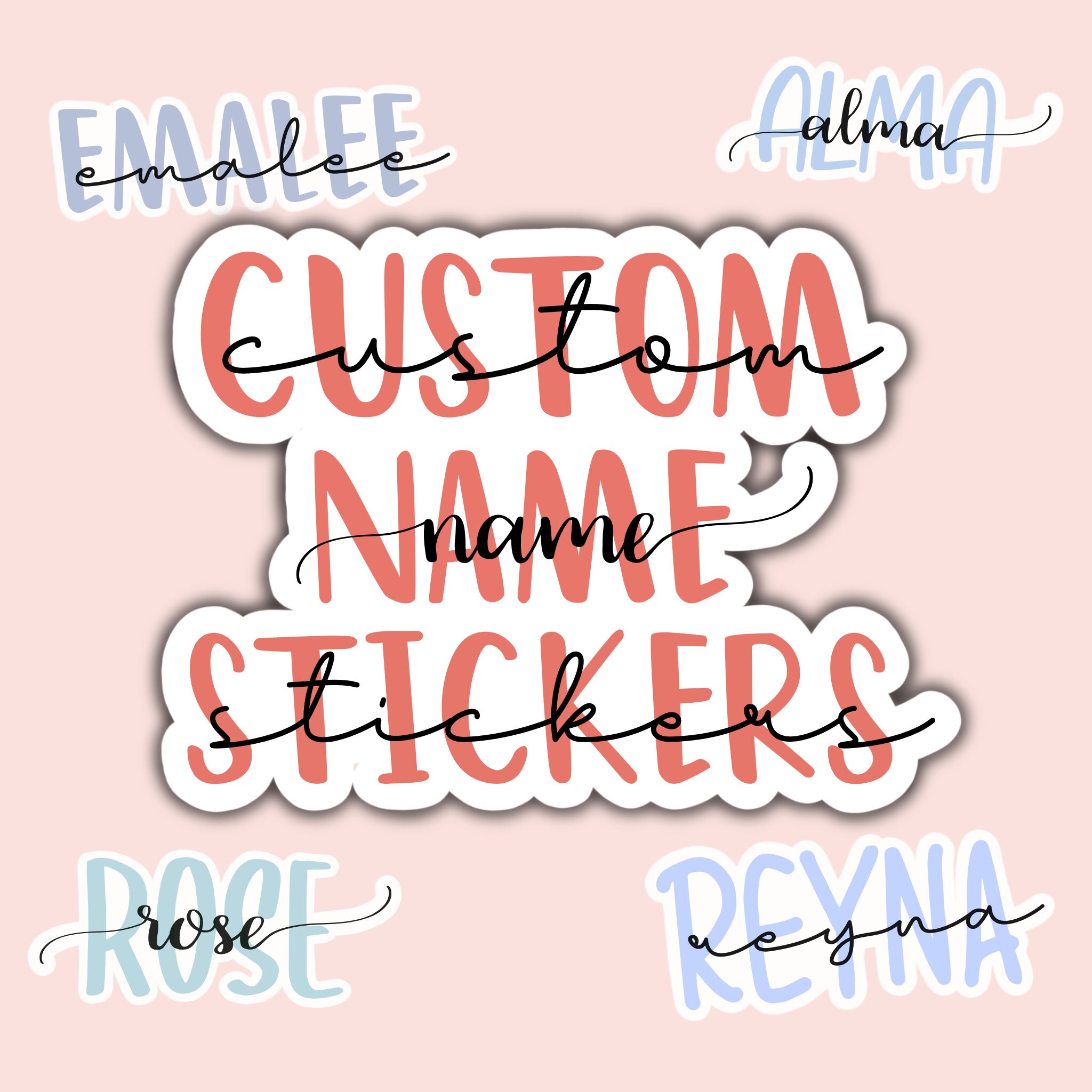 Personalized Layered Name Stickers - Etsy