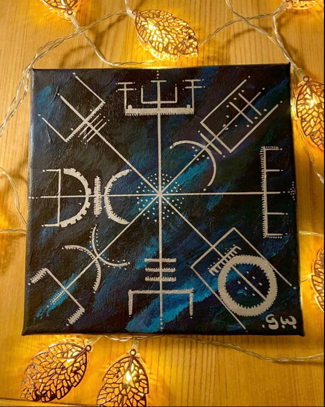 Vegvisir Rune Original Painting - 20x20cm - Etsy UK
