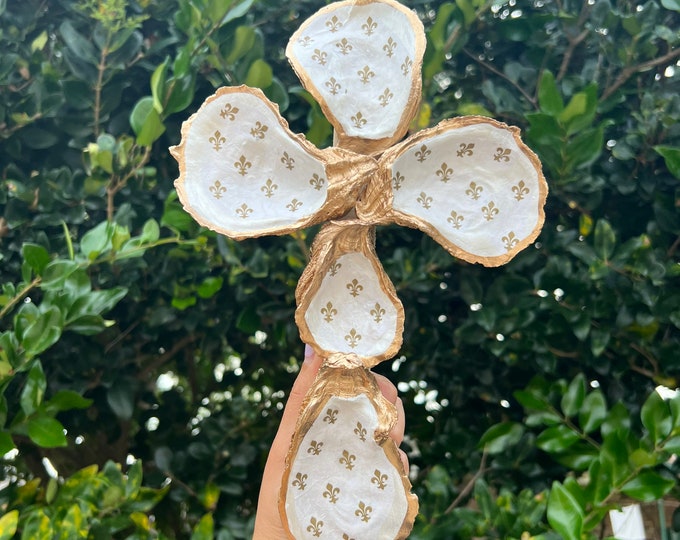 Oyster Shell Cross With Gold Gilding Wall Decor Gift - Etsy