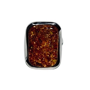 Elegant Amber Ring,silver Ring With Amber,natural Amber Ring,rectangle ...