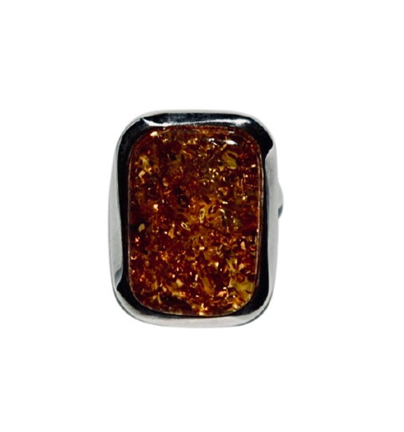Elegant Amber Ring,silver Ring With Amber,natural Amber Ring,rectangle ...