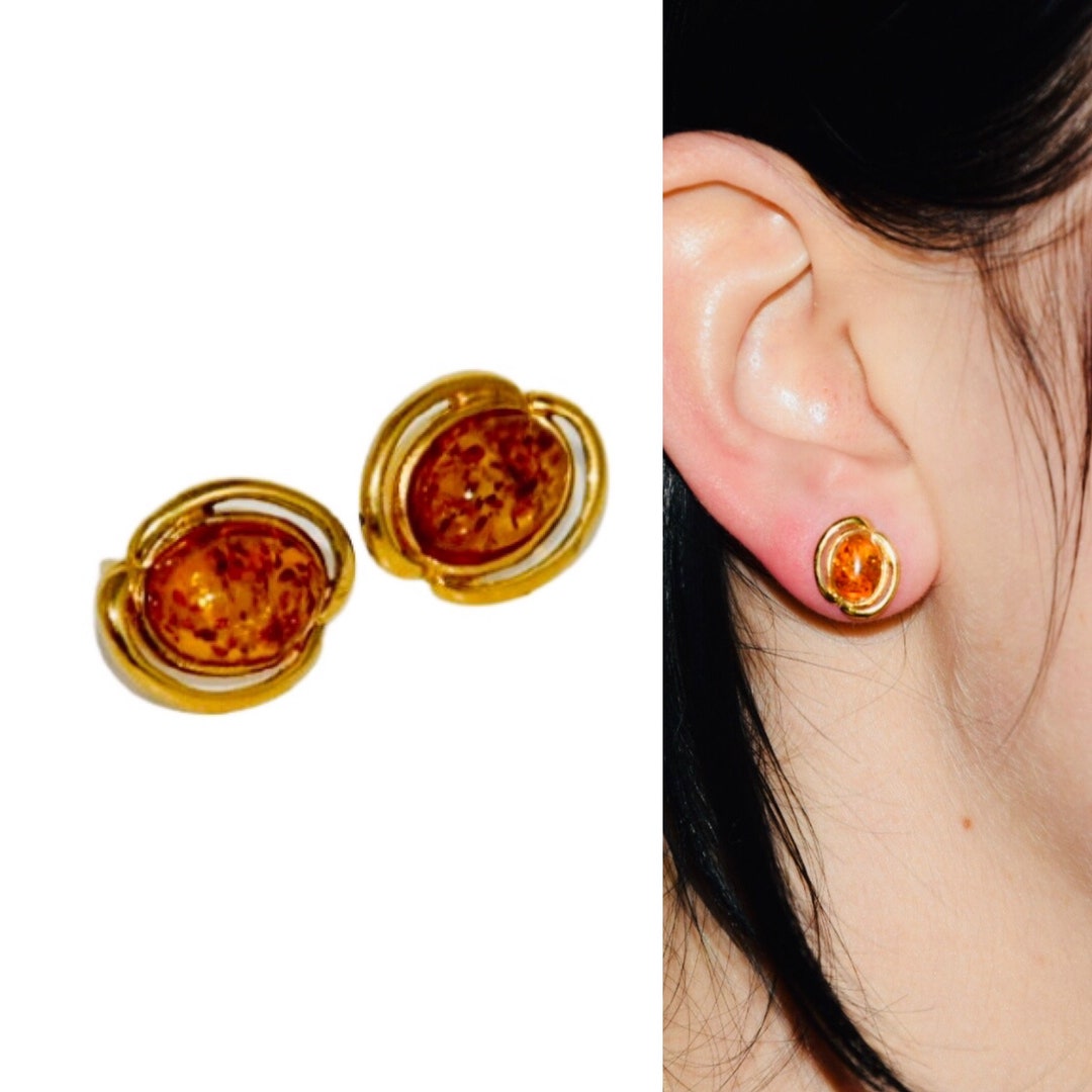 Genuine amber earringsNatural amber earringsEveryday amber - Etsy 日本