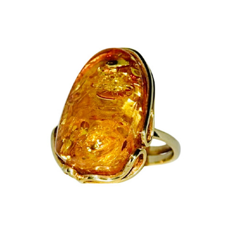 Natural Amber Ring,gold Ring With Amber,ring With Natural Amber,large ...