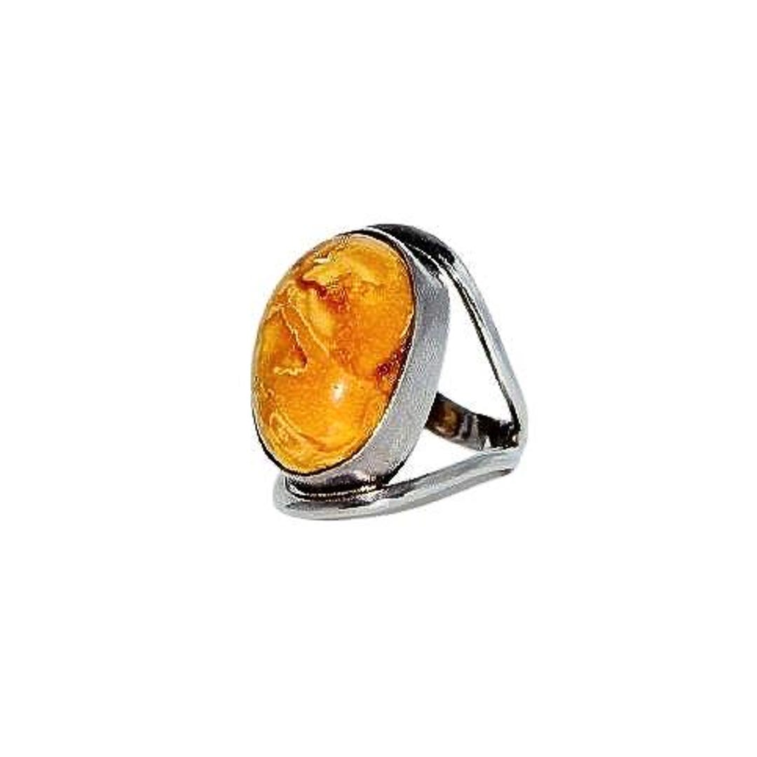 Statement Amber Ring,butterscotch Amber Ring,silver Ring With Amber ...