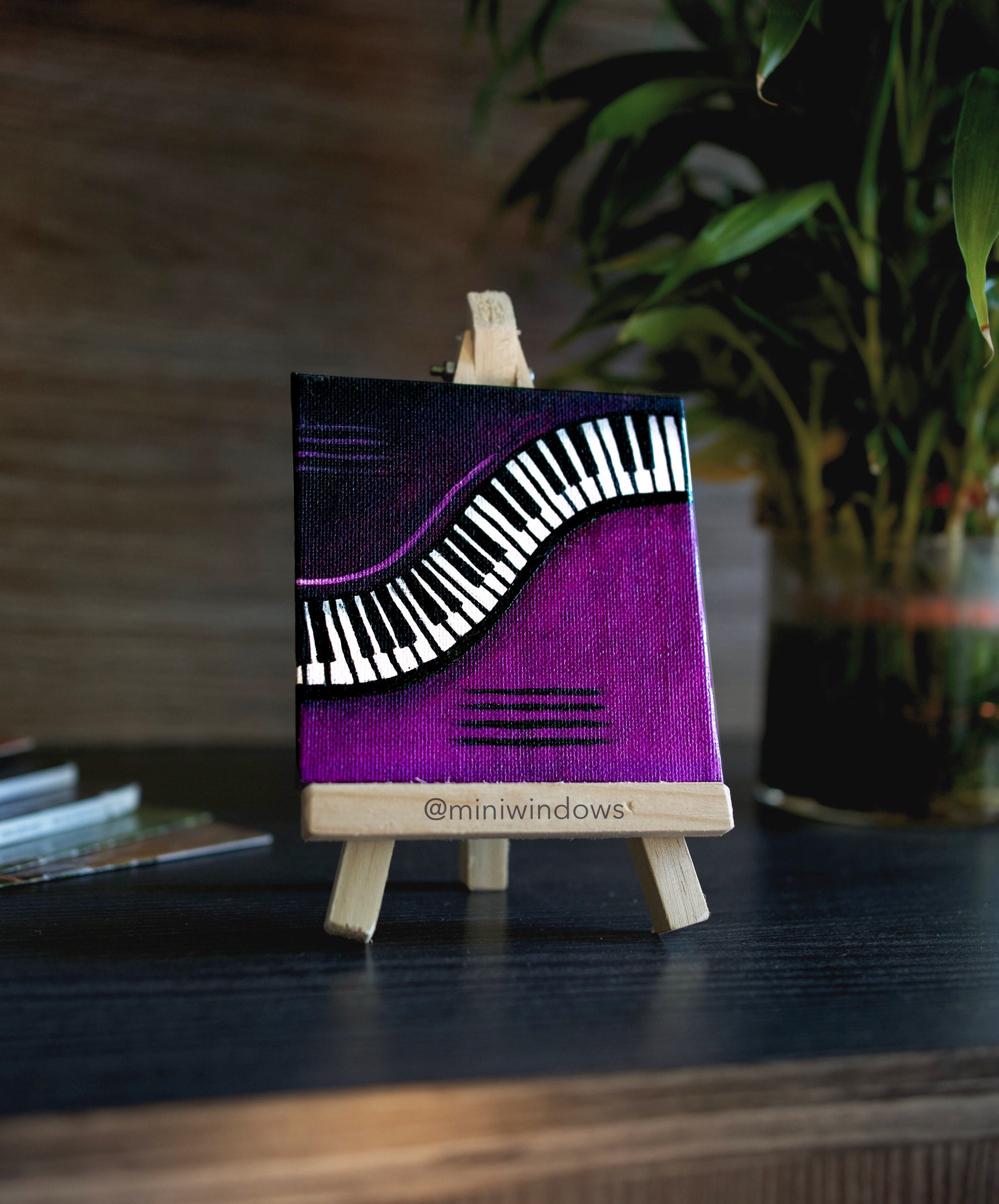 Abstract Piano Oil Painting | Small Artwork | Original Fine Art | 4X4 ...
