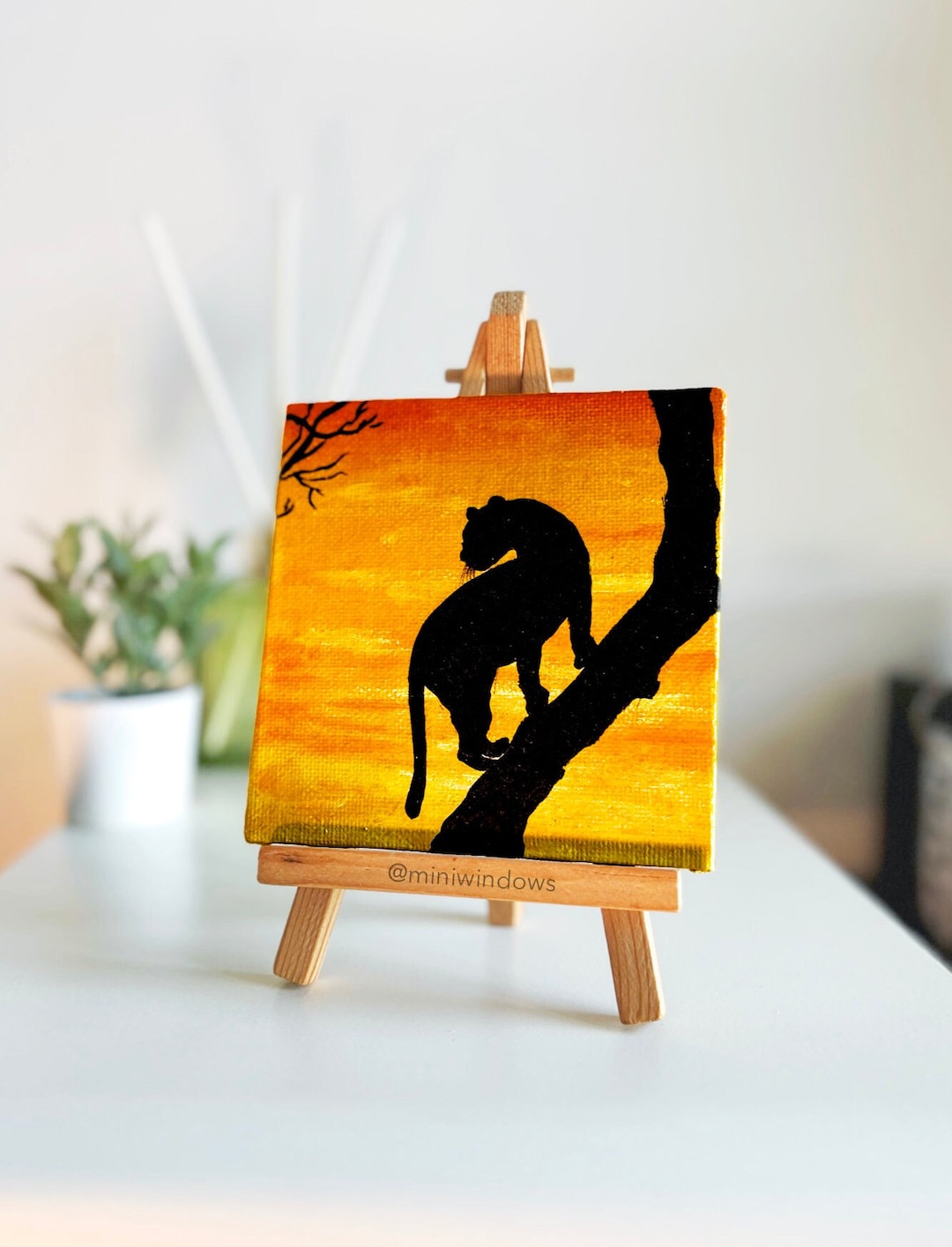 Panther Silhouette at Twilight | Sunset Oil Painting | Original Fine ...