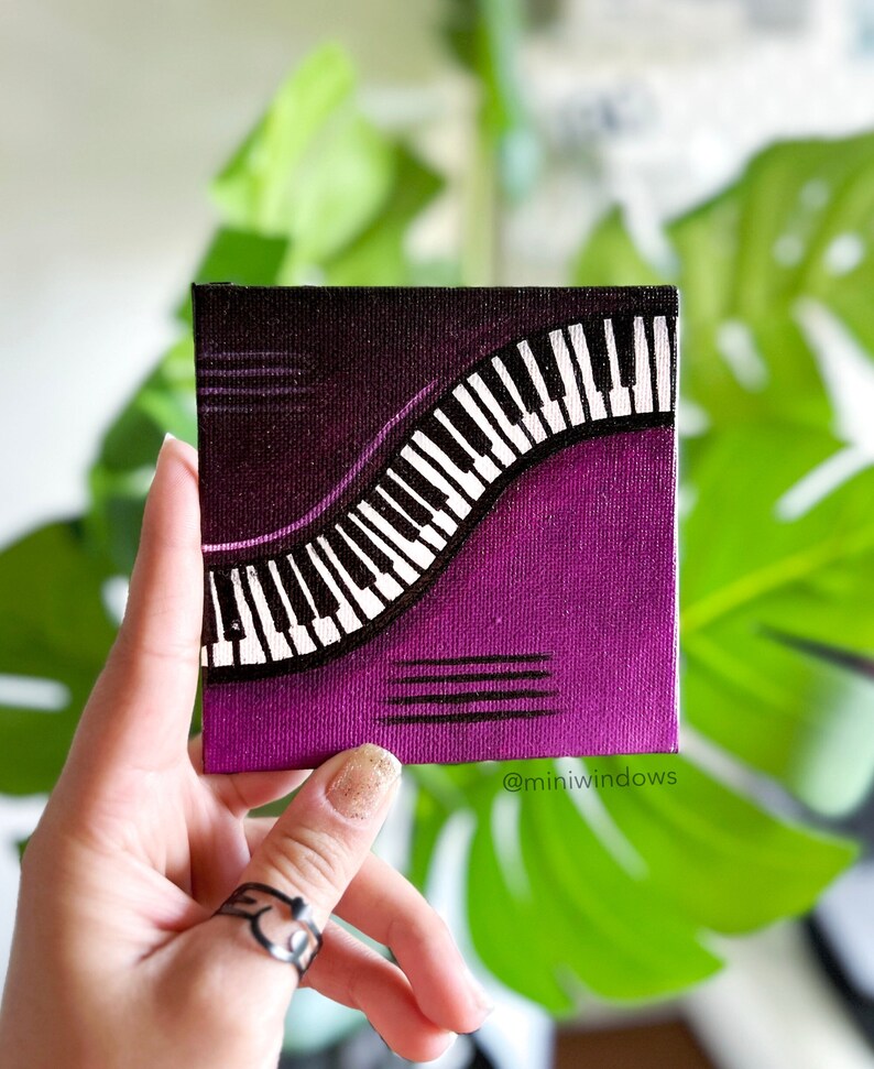 Abstract Piano Oil Painting Small Artwork Original Fine Art 4X4 Inch ...
