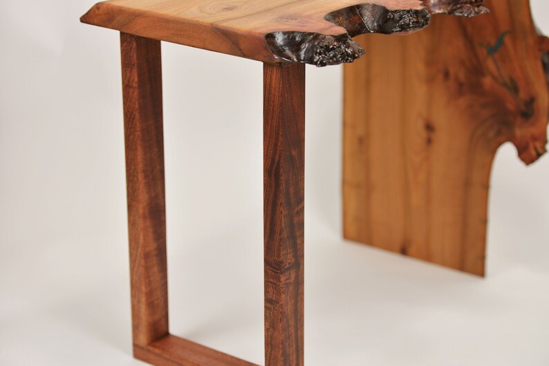 Epoxy Resin Live Edge Burl Scottish Elm Waterfall End Table, Waney Edge ...