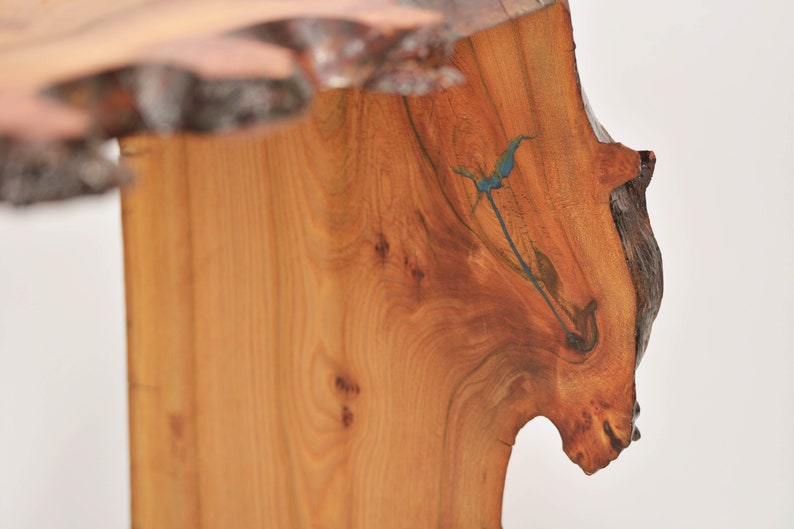 Epoxy Resin Live Edge Burl Scottish Elm Waterfall End Table, Waney Edge ...