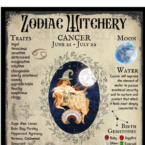 Zodiac Witchery Poster, Witches Poster, Witch Art, Witches Magic ...