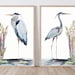 Great Blue Heron Watercolor Art Prints, Set of 3 Heron Birds, Coastal ...