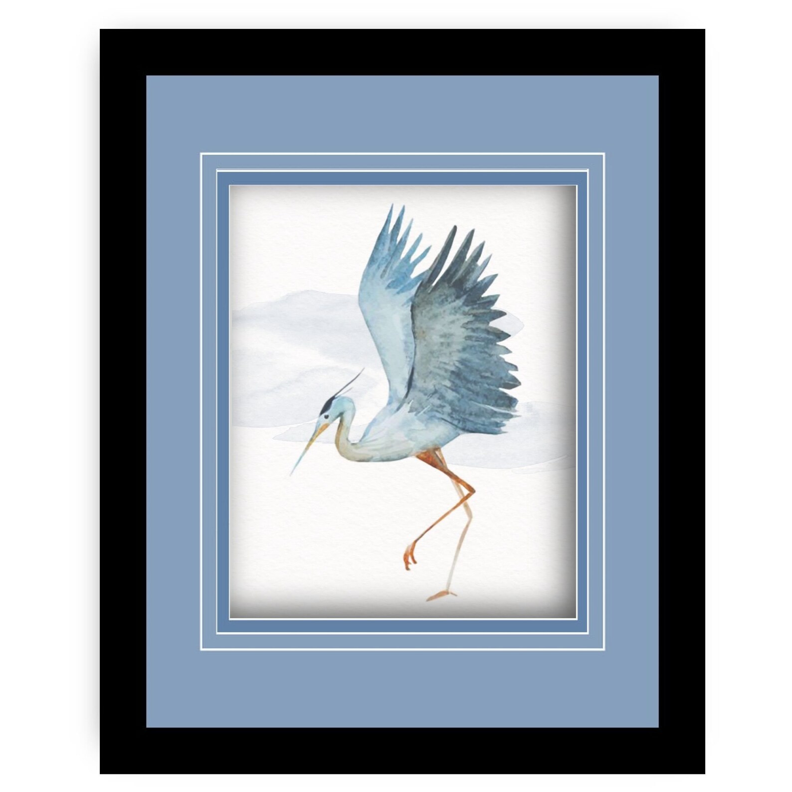 Great Blue Heron Watercolor Art Print Coastal Decor | Etsy